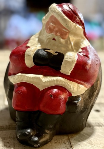 Vintage Cast Iron Metal Sleeping Santa Claus Still Bank Heavy! | eBay