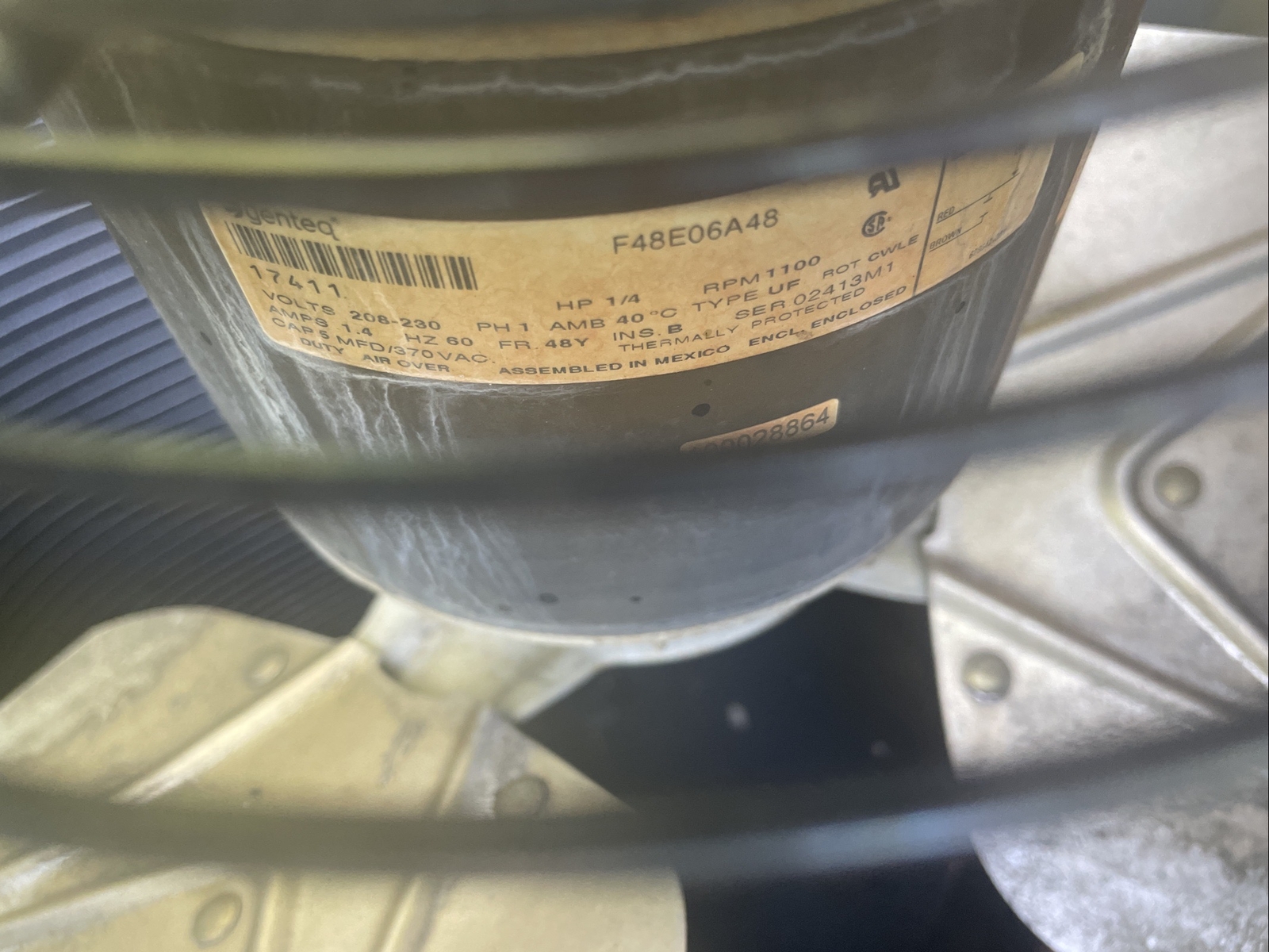 Genteq F48E06A48 - OEM Condenser Fan Motor 1/4 HP -York S1-02426020700 ...