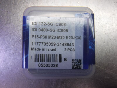 Iscar .480" Replaceable Drill Tip QTY2 IDI 122-SG / IDI 0480-SG IC908 ...