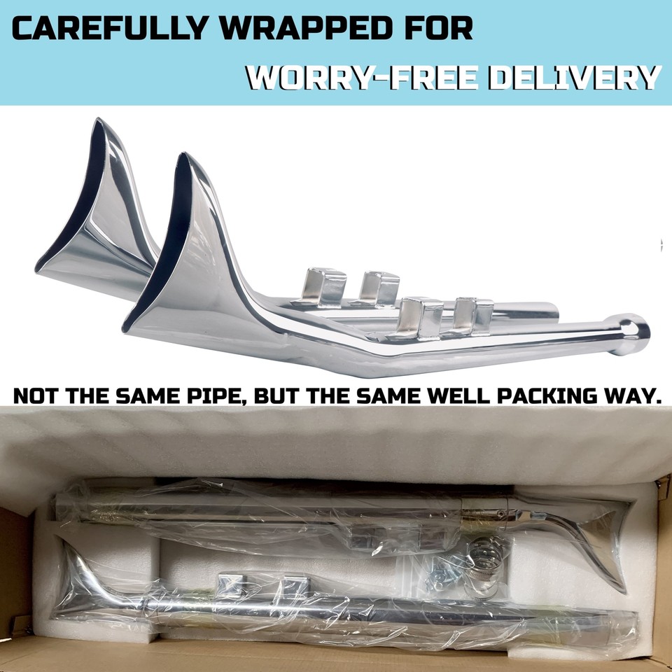 Upswept Fishtail Exhaust for Harley 17-Later Touring & Bagger Exhaust ...