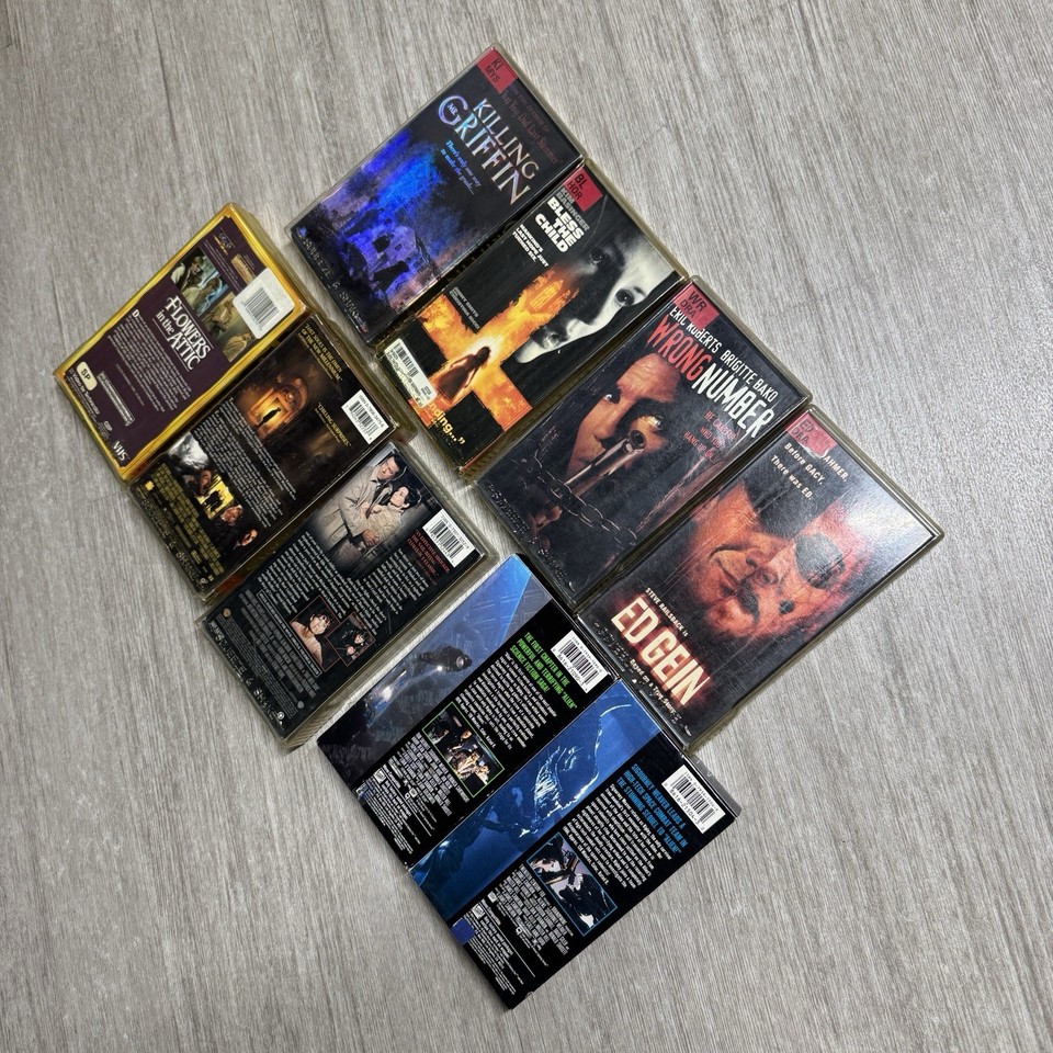 9 Vintage VHS Horror Movie Lot Wait Until Dark Ed Gein Flowers In The ...