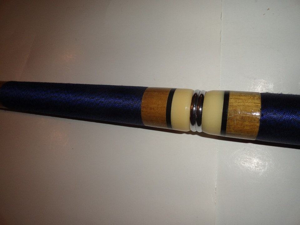 Vintage unusual fine-grained mother-of-pearl-inlaid wound wood brass ...