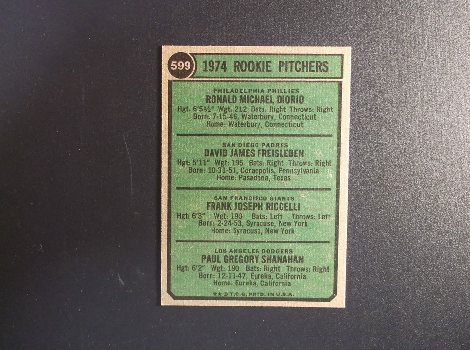 1974 Topps Baseball Ron Diorio Card # 599 | eBay