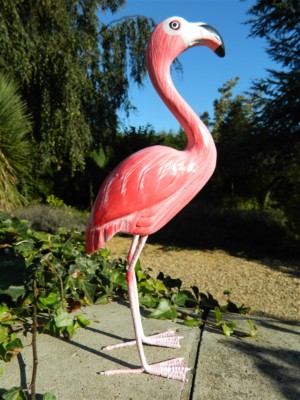 Wooden Flamingo Carving - Hand Carved And Painted Flamingo Bird Carving ...
