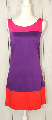 ALICE + OLIVIA Color Block Short Dress Sleeveless Red Pink Purple SZ S ...
