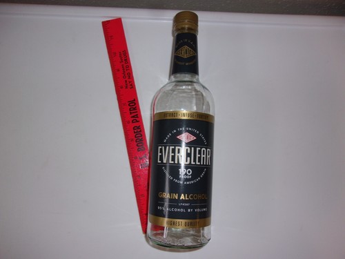 EVERCLEAR 190 PROOF liquor bottle empty 95% alcohol USA 750 ml current ...