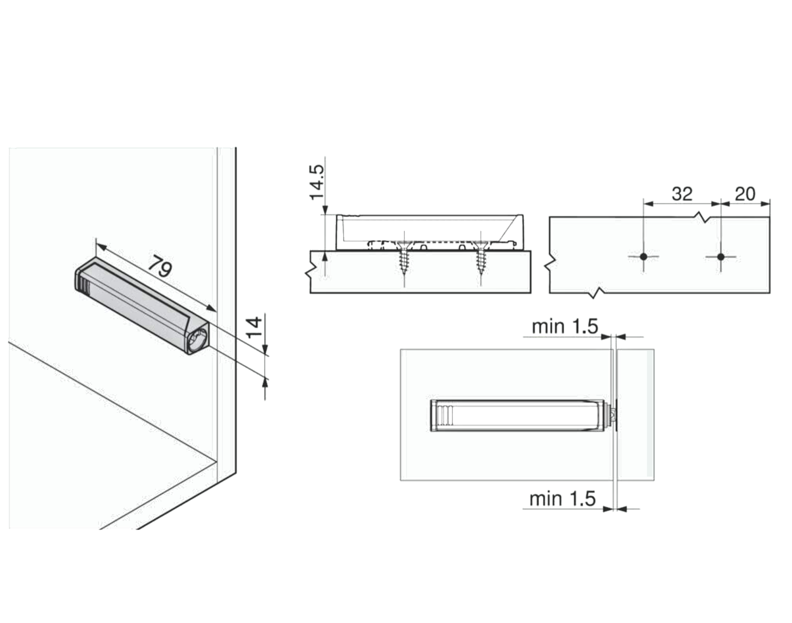 Blum Tip-On Set Magnetic Push to Open For Large Doors + Adaptor | eBay UK