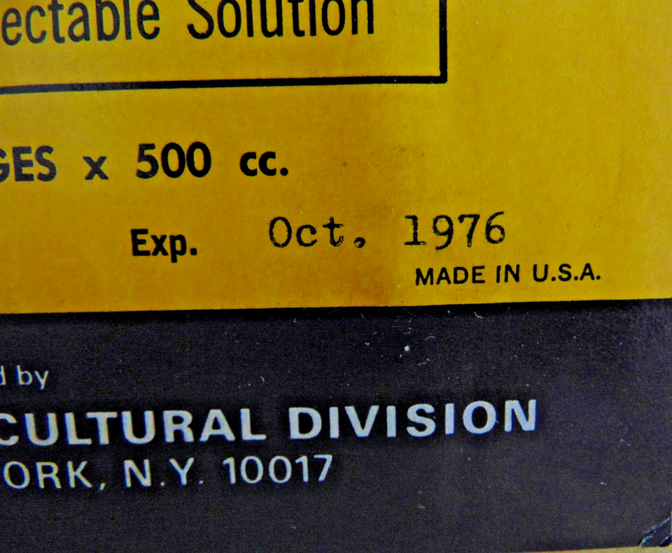 Vintage Pfizer Terramycin Label/Ag Division/Inj Solution/Exp 10/1976 ...