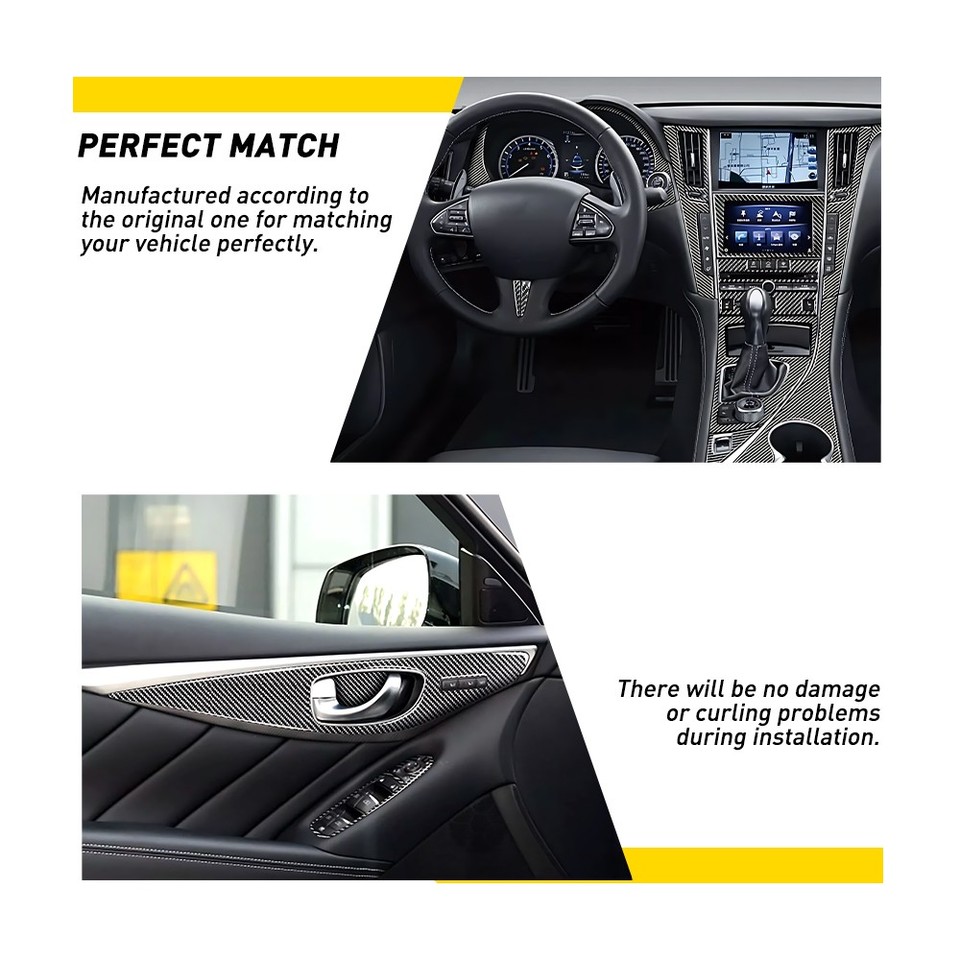 Fit Infiniti Q50 Q60 2014-2020 Carbon Fiber Style Interior Cover Trim ...