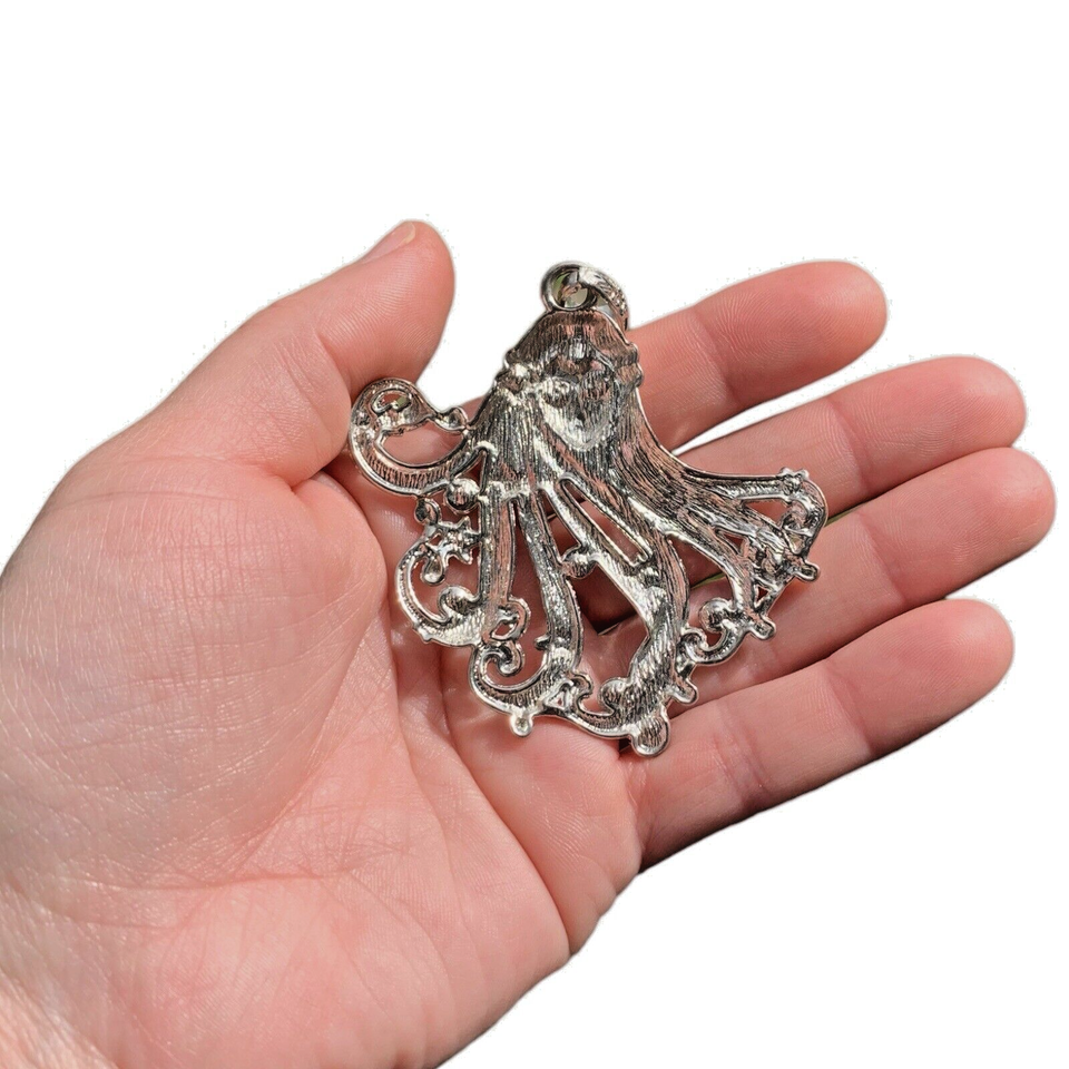 Large Silver Celestial Star Angel Pendant W/ Pink Rhinestone Gift For ...