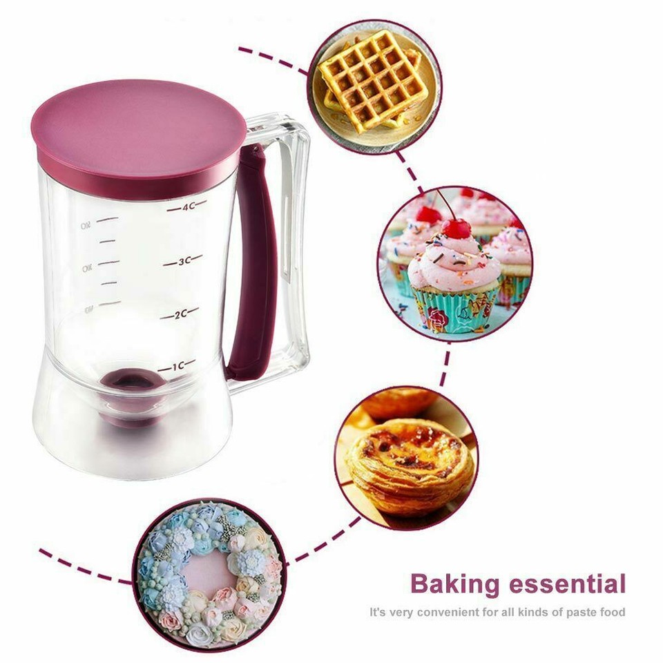900ML Batter Dispenser Cupcake Pancake Muffin Kitchen Measuring Baking ...