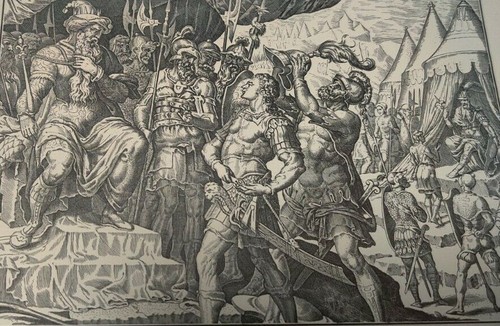 1910 SAUL GIVES DAVID HIS ARMOR Print OT Bible Print | eBay