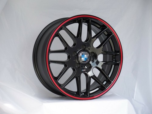 18"x9 Gloss Black Red M3 CSL Rims Wheels BMW 325 328 330 430 528 530 ...