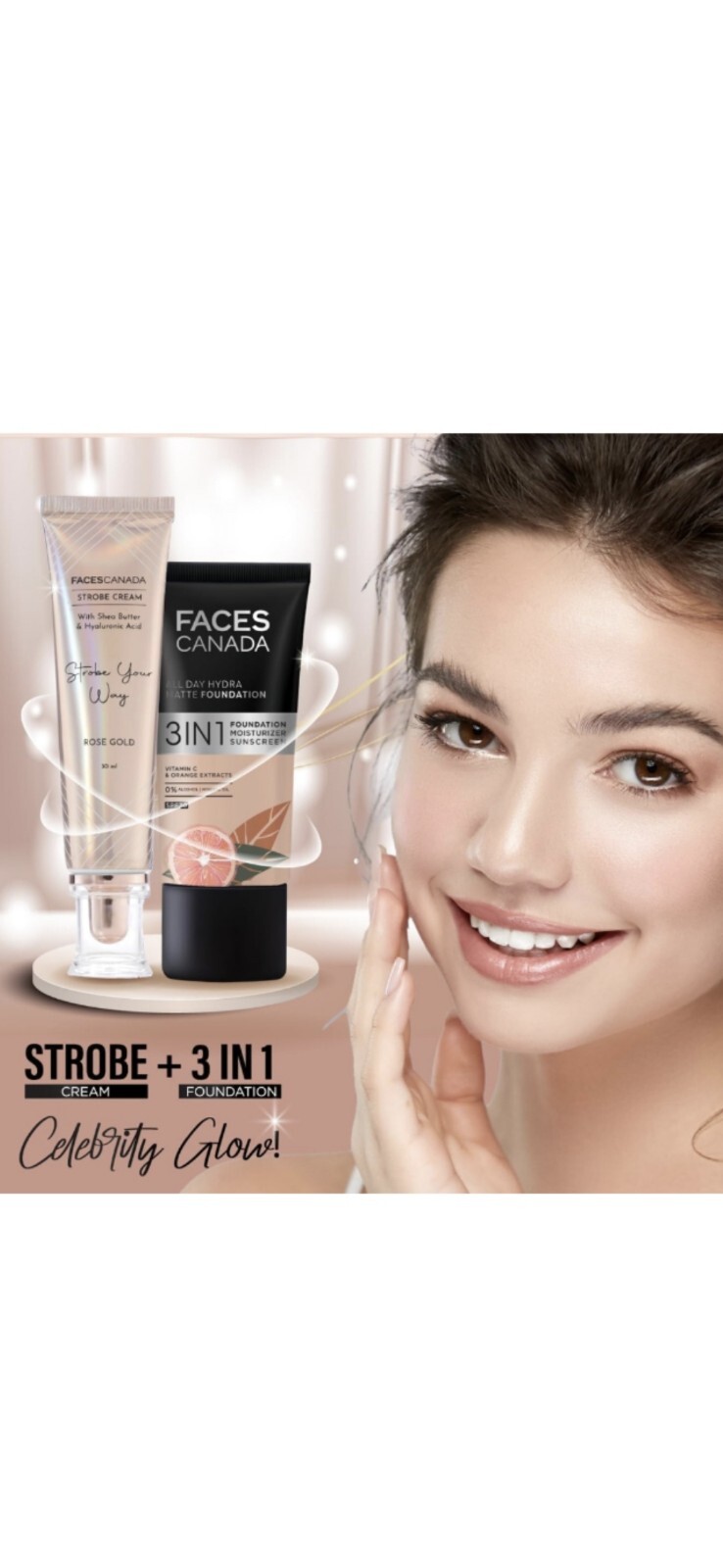 FACES- CANADA-Strobe Cream-Rose Gold-Primer + Highlighter + Moisturizer ...