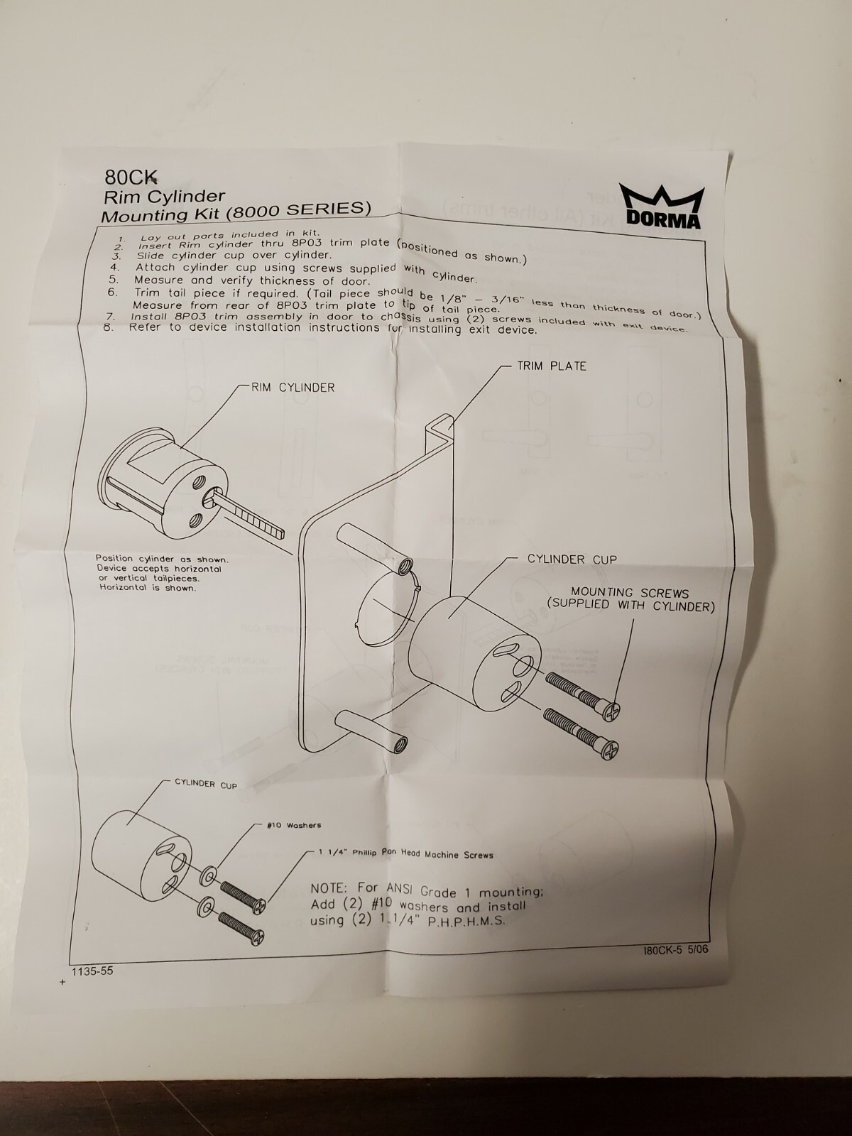 Dorma 9000 Exit Device Trim, ZO03, Raised Escutcheon Plate, 630 Finish ...