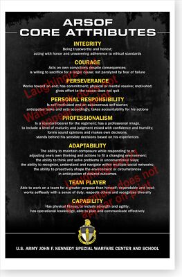 ARSOF Army Special Operations Forces Core Attributes Poster | eBay UK