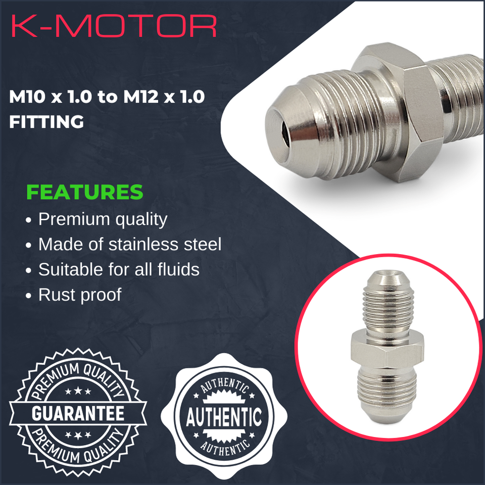 M10x1.0 to M12x1.0 Fitting - Male Union Coupler Adapter inverted Flare ...
