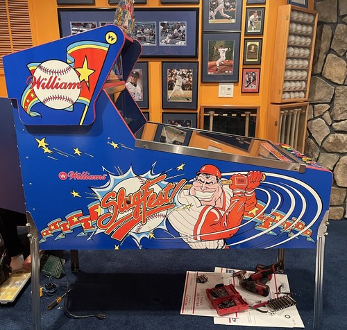 SLUGFEST MLB BASEBALL CARD ARCADE PINBALL MACHINE W/TOPPER BY WILIIAMS ...