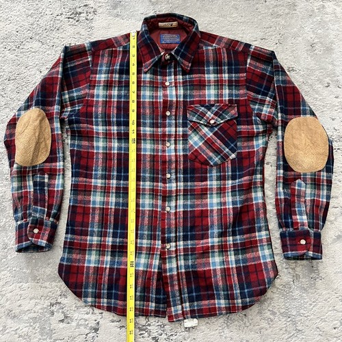 Vtg Pendleton Plaid Mens M Button Up Red Elbow Patches USA Outdoor | eBay