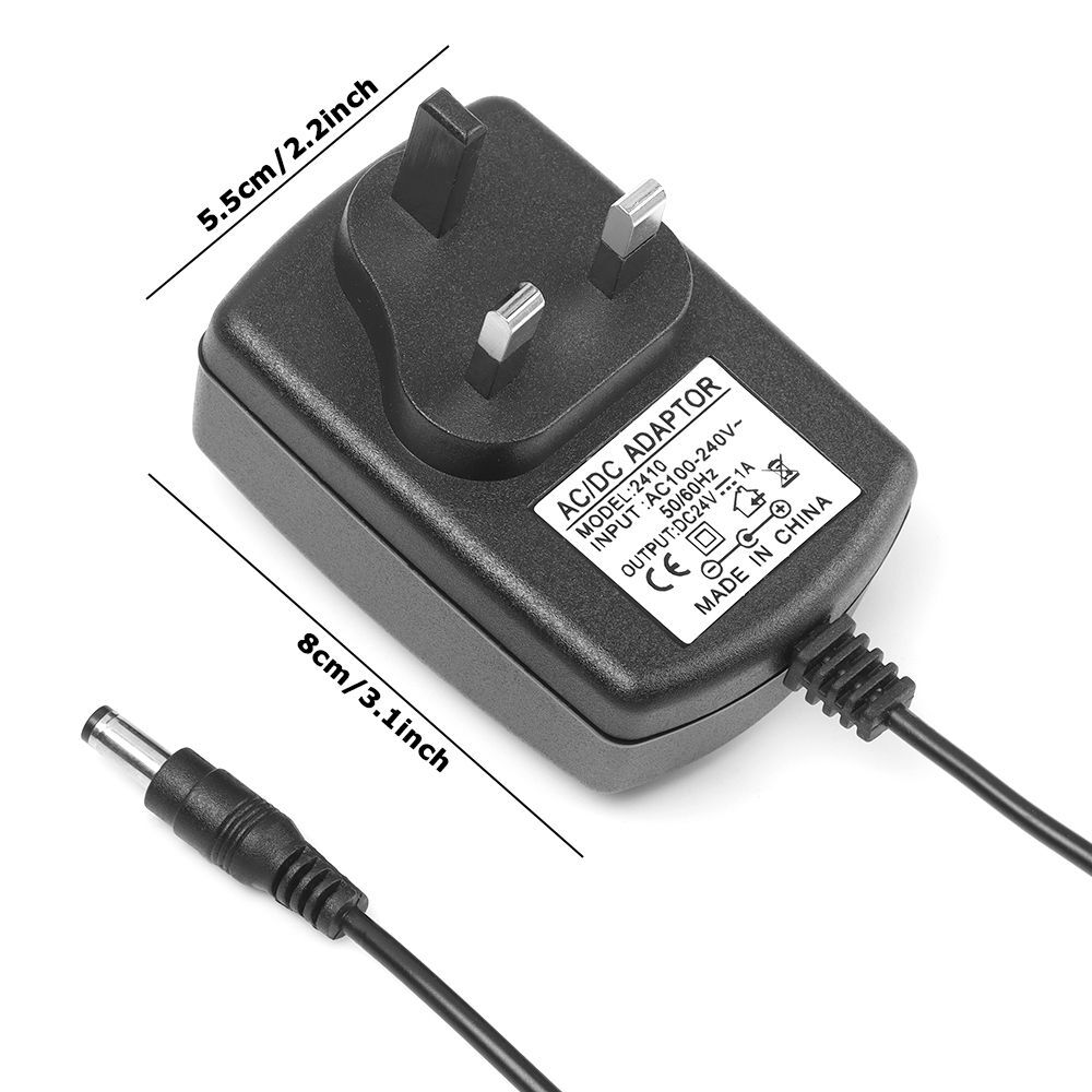 Power Supply 24V 1A Battery Charger AC/DC Adapter 3 Pin UK Plug Power ...