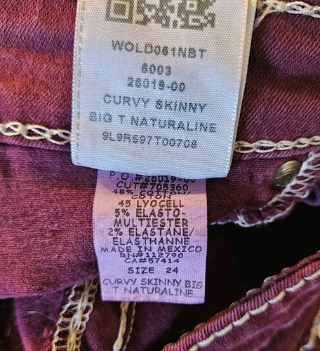 True Religion Womens Skinny Jeans Maroon White Stitching Size 24 | eBay