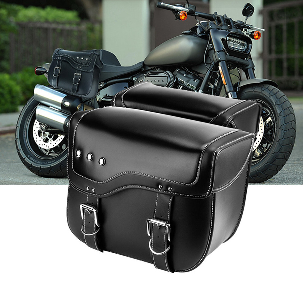 2PCS PU Leather Motorcycle Side Saddle Bags Universal Saddlebags ...