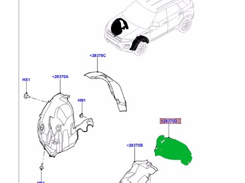 LAND ROVER FRONT REAR WHEELARCH SHIELD LINER RANGE ROVER EVOQUE LH NEW ...