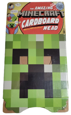 NEW The Amazing Minecraft Cardboard Head Costume ADULT Mask Creeper ...