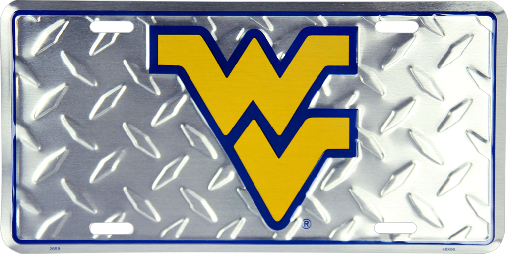 West Virginia Mountaineers Diamond Football 6"x12" Aluminum License ...