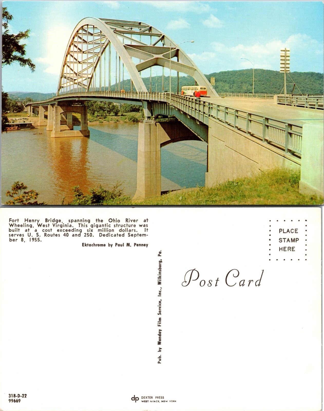 Fort Henry Bridge Over Ohio River Wheeling West Virginia WV Postcard | eBay