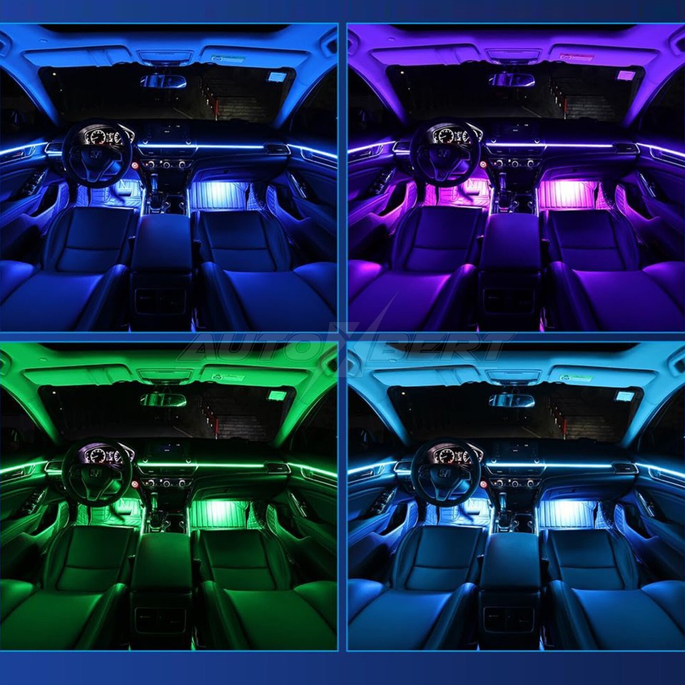 5-In-1 RGB LED Interior Strip Light Car Ambient Atmosphere Lighting APP ...