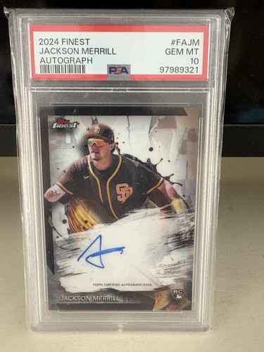 2024 Topps Finest Autographs Jackson Merrill #FAJM PSA 10 ROOKIE RC ...