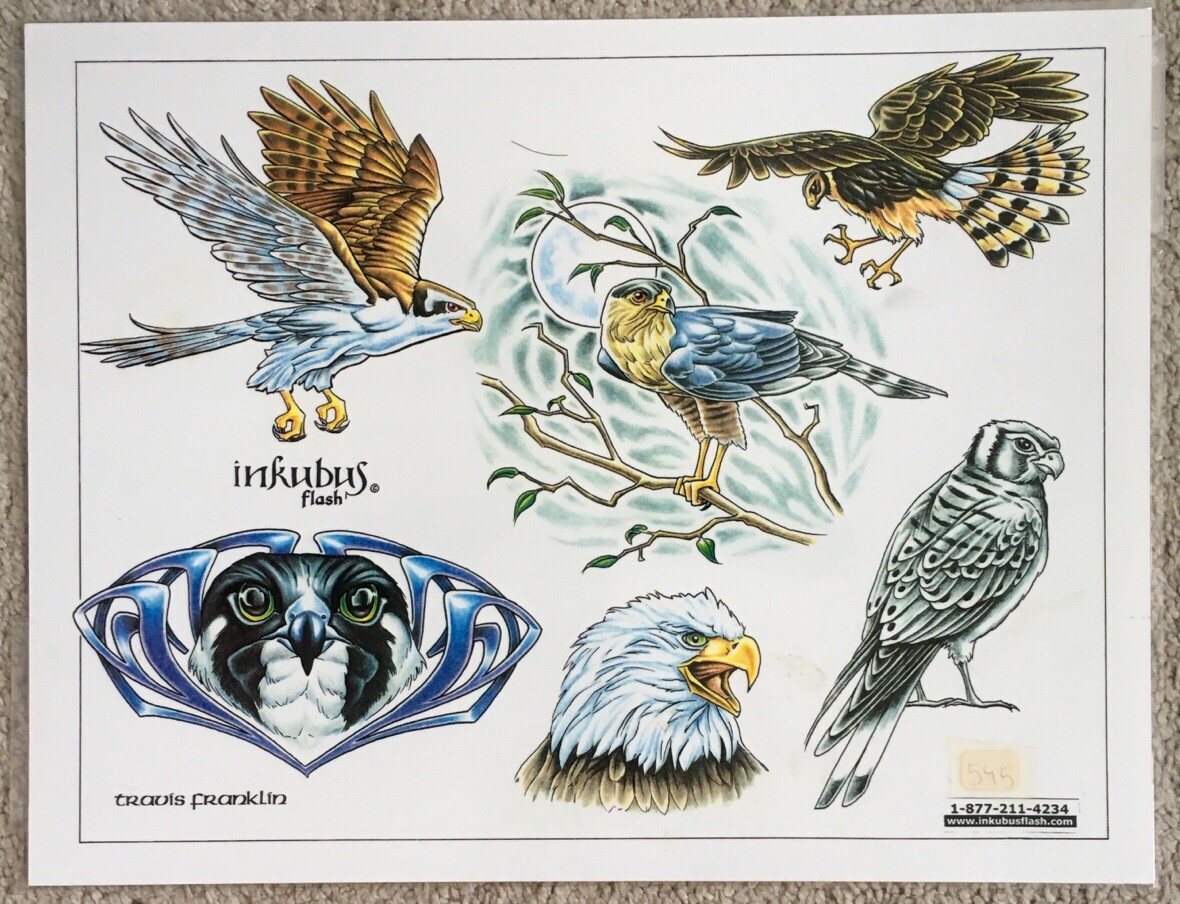 Native American Indian Eagle Hawk Temporary Tattoo Sheet