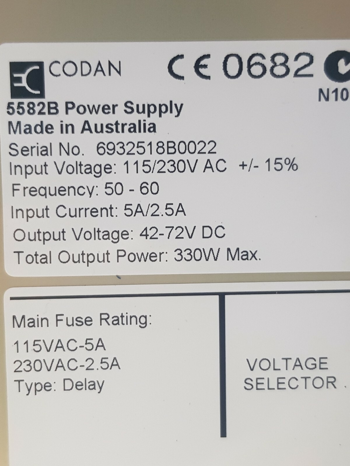 CODAN 5582B POWER SUPPLY UNIT CE0682 | eBay