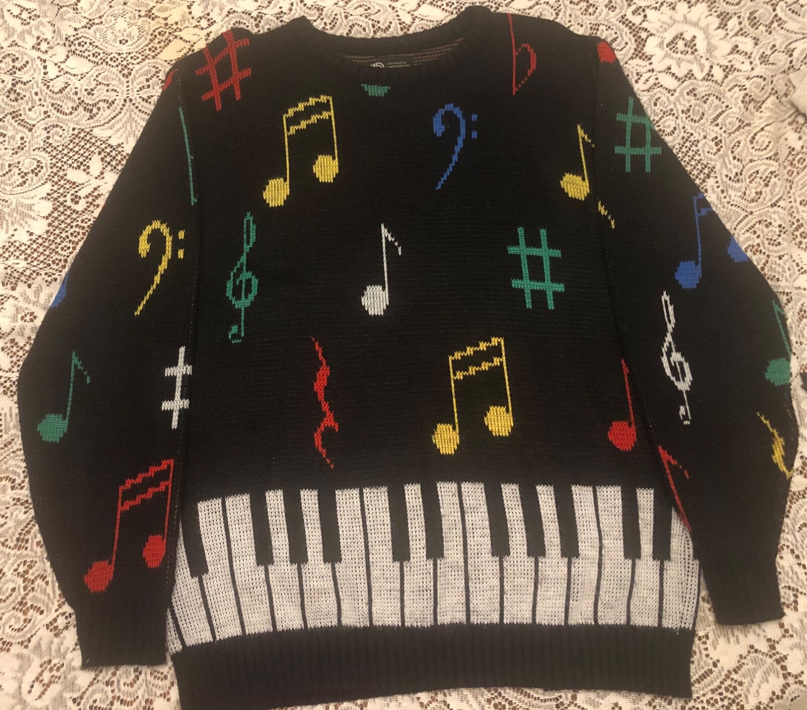 Vintage 1986 Musical Note Keyboard sweater Albert Elo… - Gem