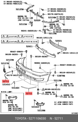 Genuine OE moulding, front bumper, 5271106030 for TOYOTA 52711-06030 | eBay
