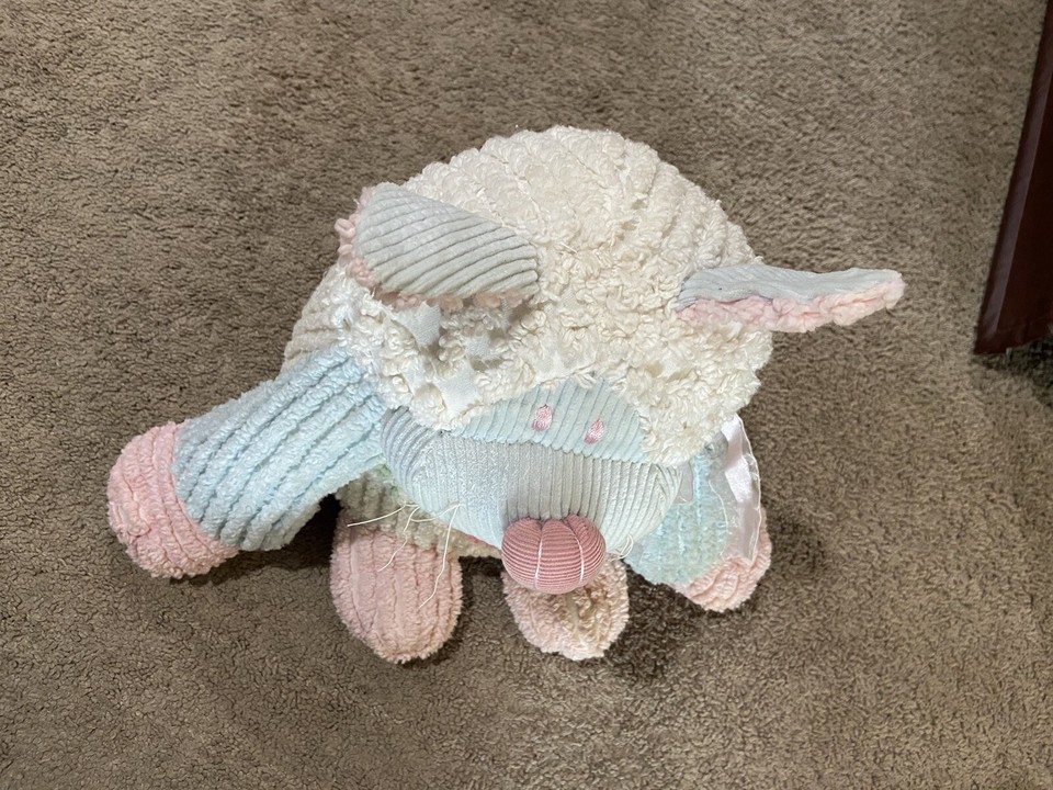 Chenille Animal Plush CAT By CWC 16” Pink Blue White Green Fur Tail Bow ...