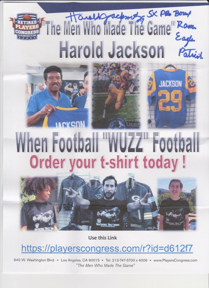 HAROLD JACKSON LOS ANGELES RAMS 1977 TOPPS #445 AUTOGRAPHED CARD WITH ...