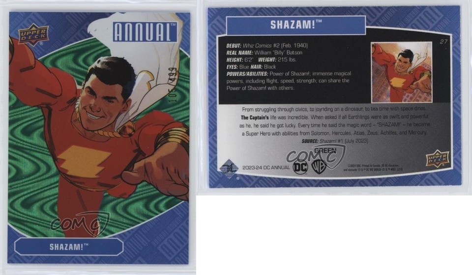 2023-24 Upper Deck DC Annual Green 105/499 Shazam! #27 0mm3 | eBay
