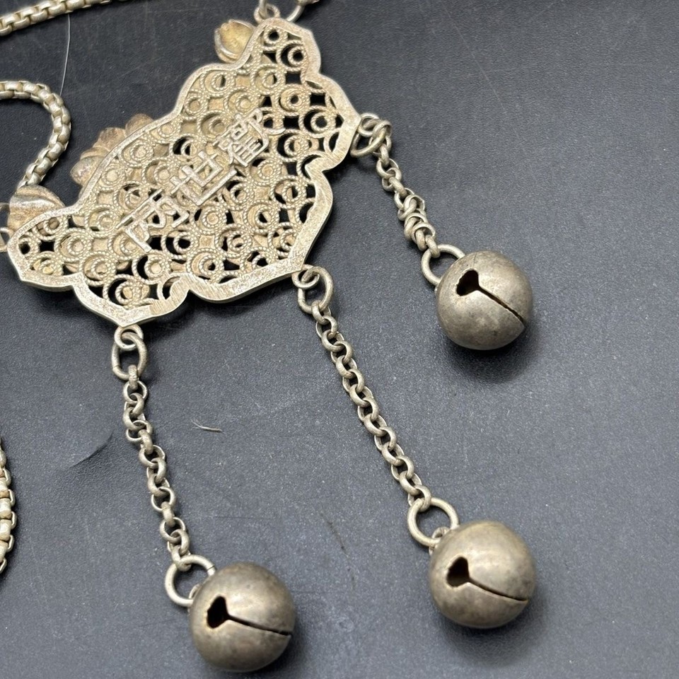 Collect Antique China silver gemstone pendant Gem Jewelry pendant jade ...