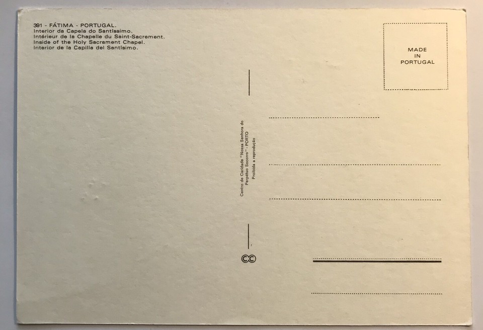 Vintage Religious Postcard Fatima Portugal Christianity Card Chapel ...