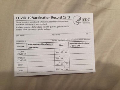 CDC COVID-19 Vaccination Blank Card Collector Use Only Free Shipping | eBay