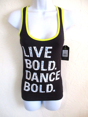 Zumba Live Bold Dance Bold Instructor Racerback Black Yellow Trim Women ...