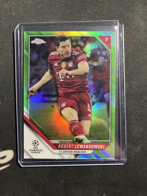 2021-22 Topps Chrome UEFA CL #123 ROBERT LEWANDOWSKI Green Refractor #d ...