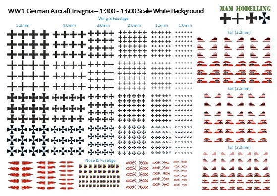 1:300/1:600 WW1 German Aircraft Scale Decals | eBay UK