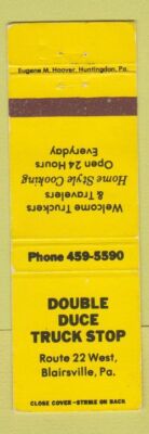 Matchbook Cover - Double Duce Truck Stop Blairsville PA WEAR | eBay