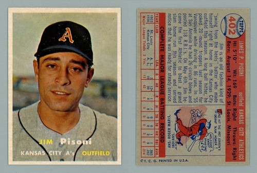 1957 Topps #402 Jim Pisoni NEAR MINT **BB-1304** | eBay