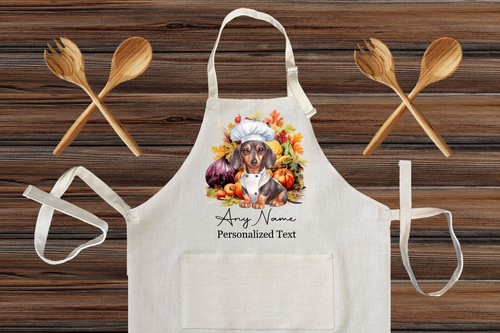 Cute Pet Dachshund Chef Dog Personalized Linen Apron With Any Text ...