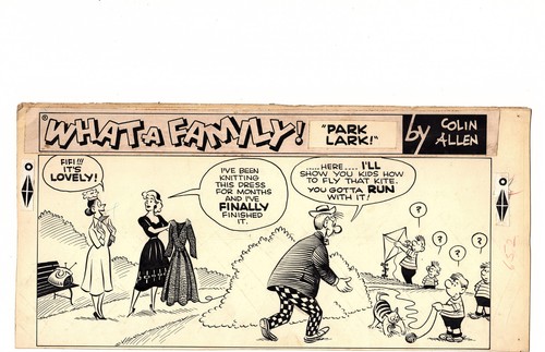 Colin Allen original comic strip artwork What A Family 1946 - 1954 King ...