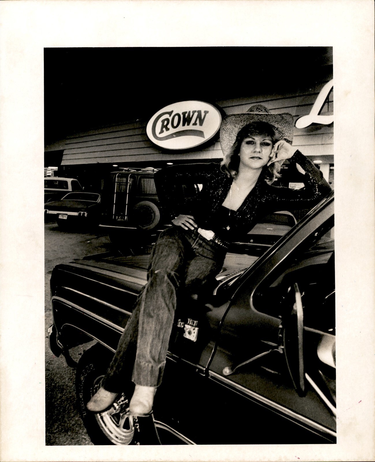 LD313 1980 Original Photo SEXY SHERRY QUICK @ CROWN LIQUOR COWGIRL PIN ...